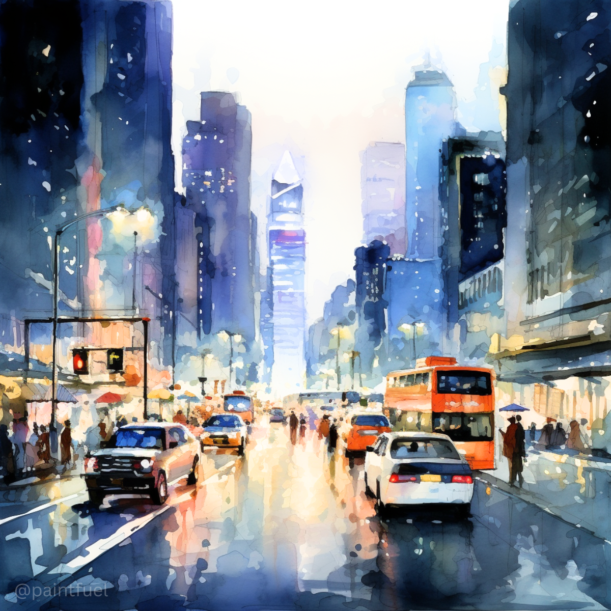50+ Watercolor Cityscape Painting Inspiration Ideas [Skyline Art Scene ...