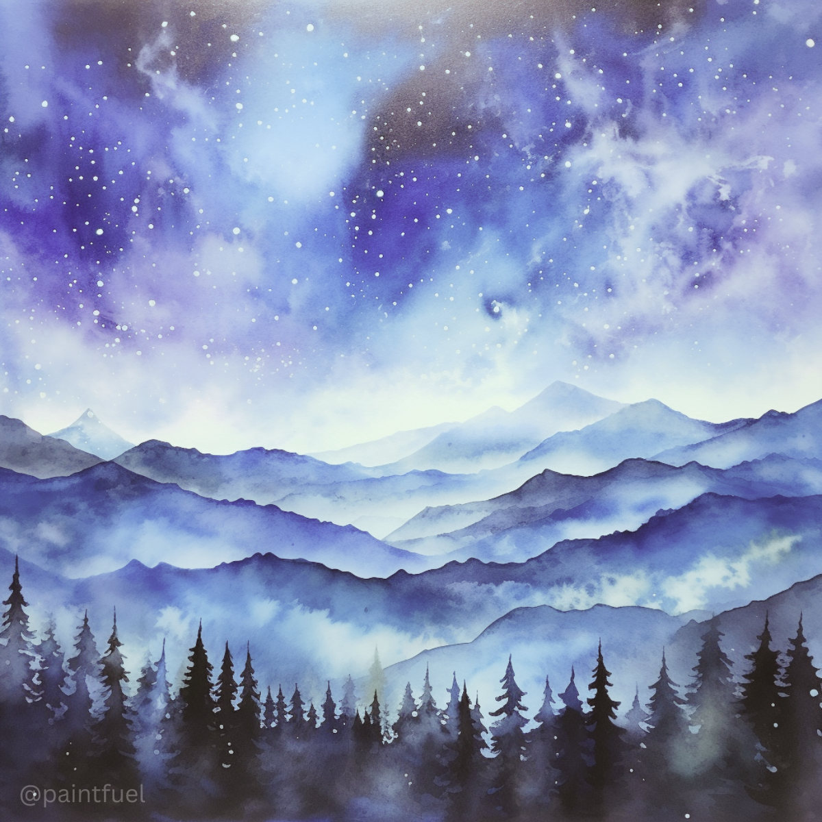 50+ Watercolor Night Sky Painting Inspiration Ideas Tips & Tutorials ...