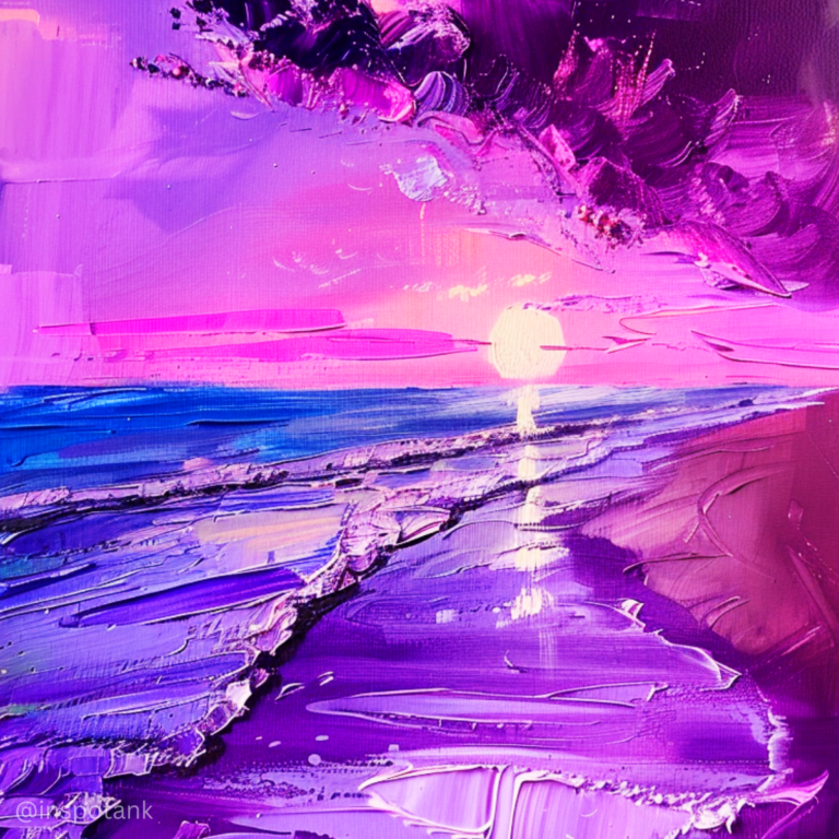 25+ Beach Sunset Painting Scene Ideas & Examples [Ocean Art Landscape ...